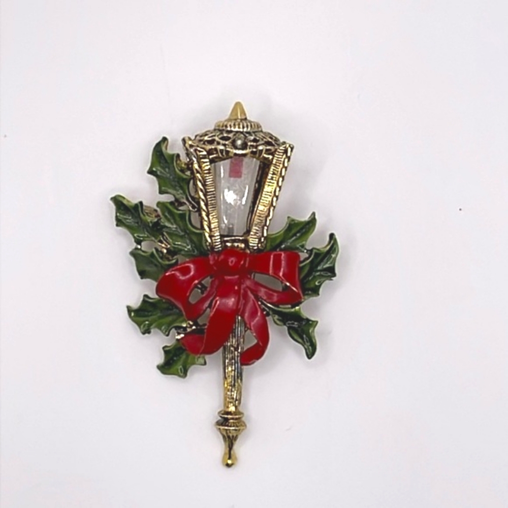 Hollycraft Signed Vintage Christmas Holiday Lamp Pin … - Gem